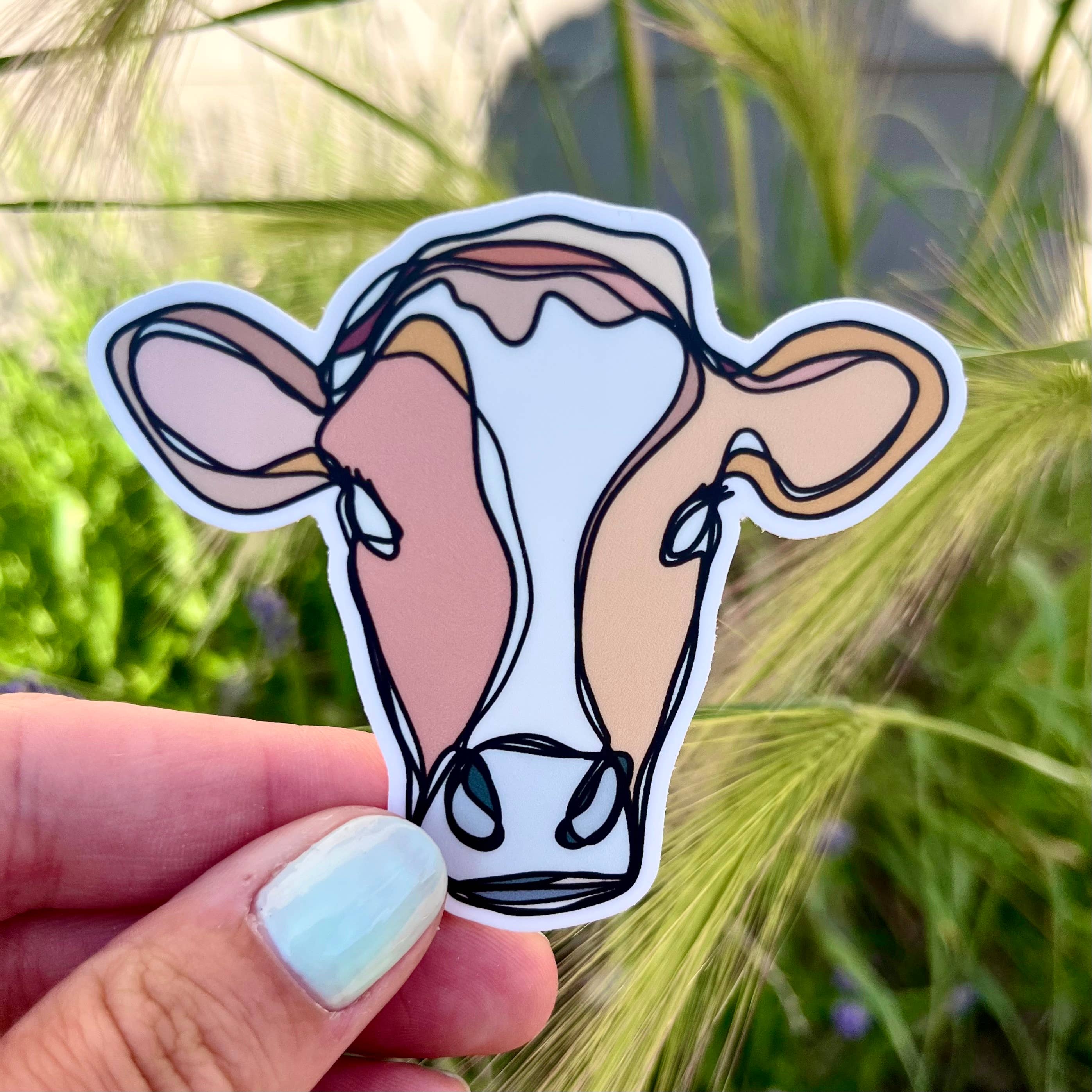 Minimalist Neutral Cow Sticker Line Design – Marana Pumpkin Patch