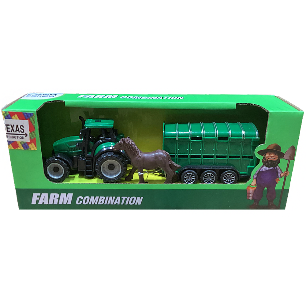 Farm Tractor and Animal Trailer Vehicle Set, Open Window Box – Marana ...